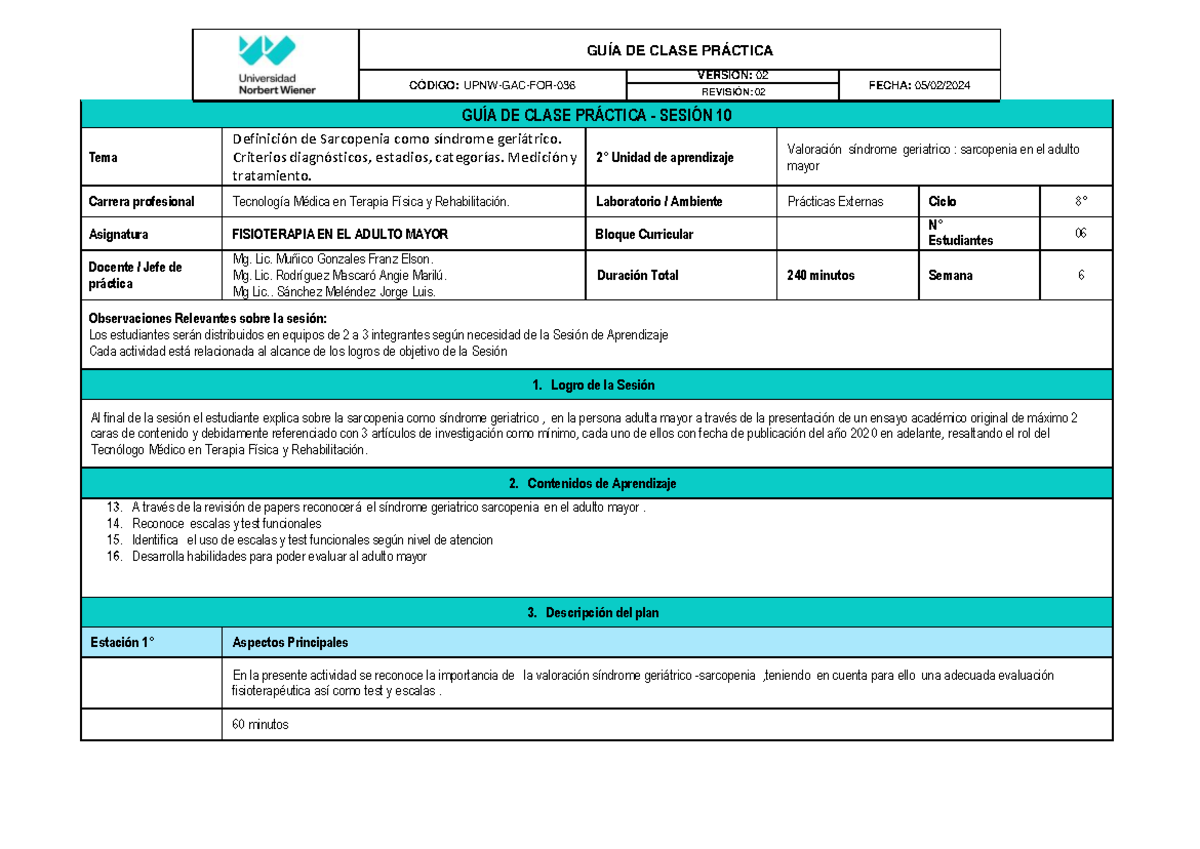 GUIA DE Clase Practica FAM Sesion 10 - CÓDIGO: UPNW-GAC-FOR- 036 VERSIÓN: 02 REVISIÓN: 02 FECHA ...