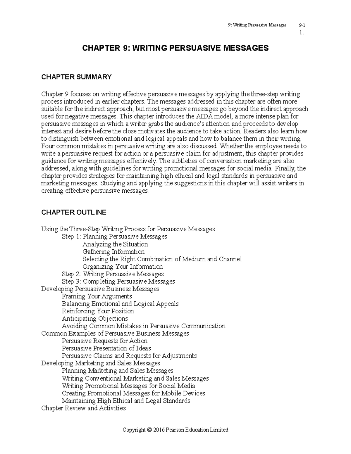 Chap 12 - other - CHAPTER 9: WRITING PERSUASIVE MESSAGES CHAPTER ...