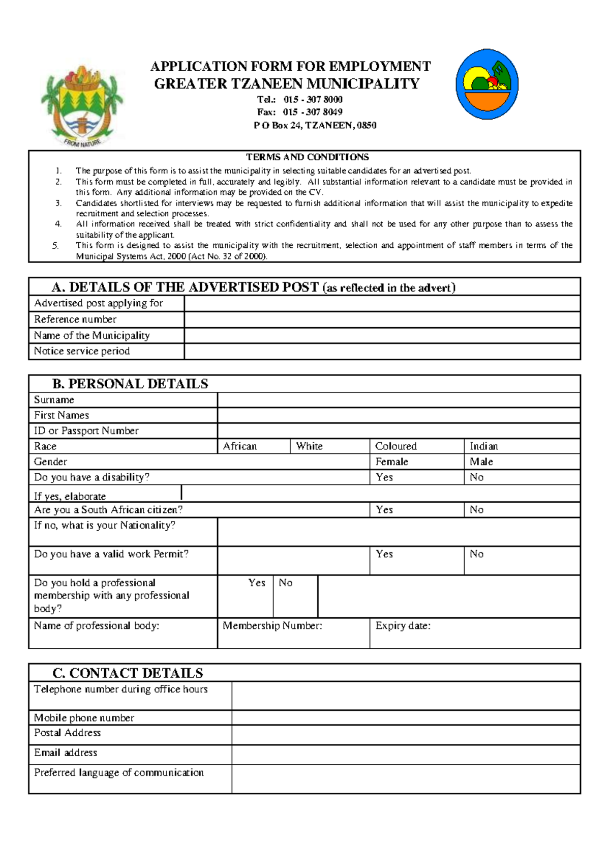 NEW Employment Application FORM 060722 - APPLICATION FORM FOR ...
