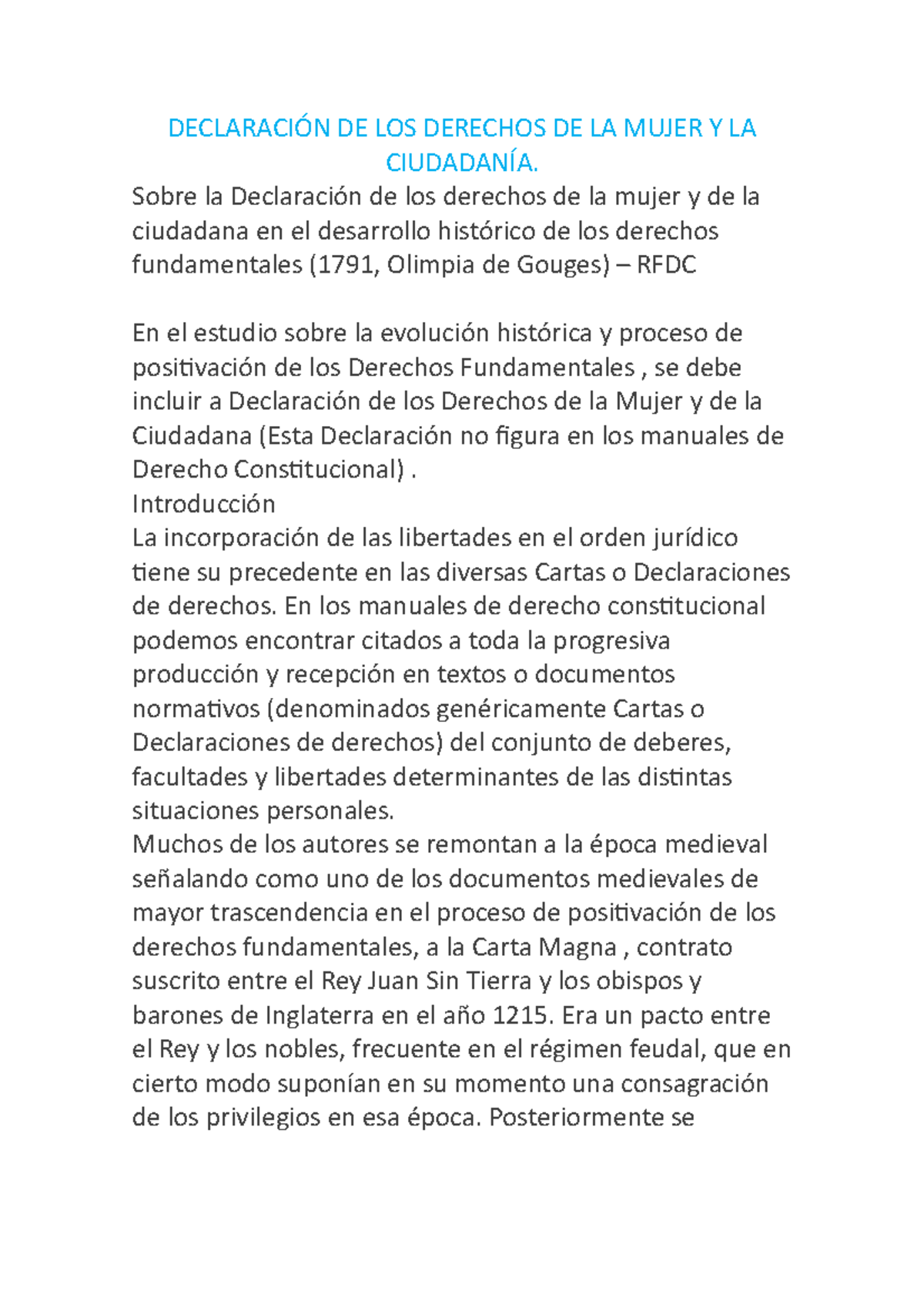 Declaracion de los derechos de la mujer y la ciudadania - DECLARACIÓN ...