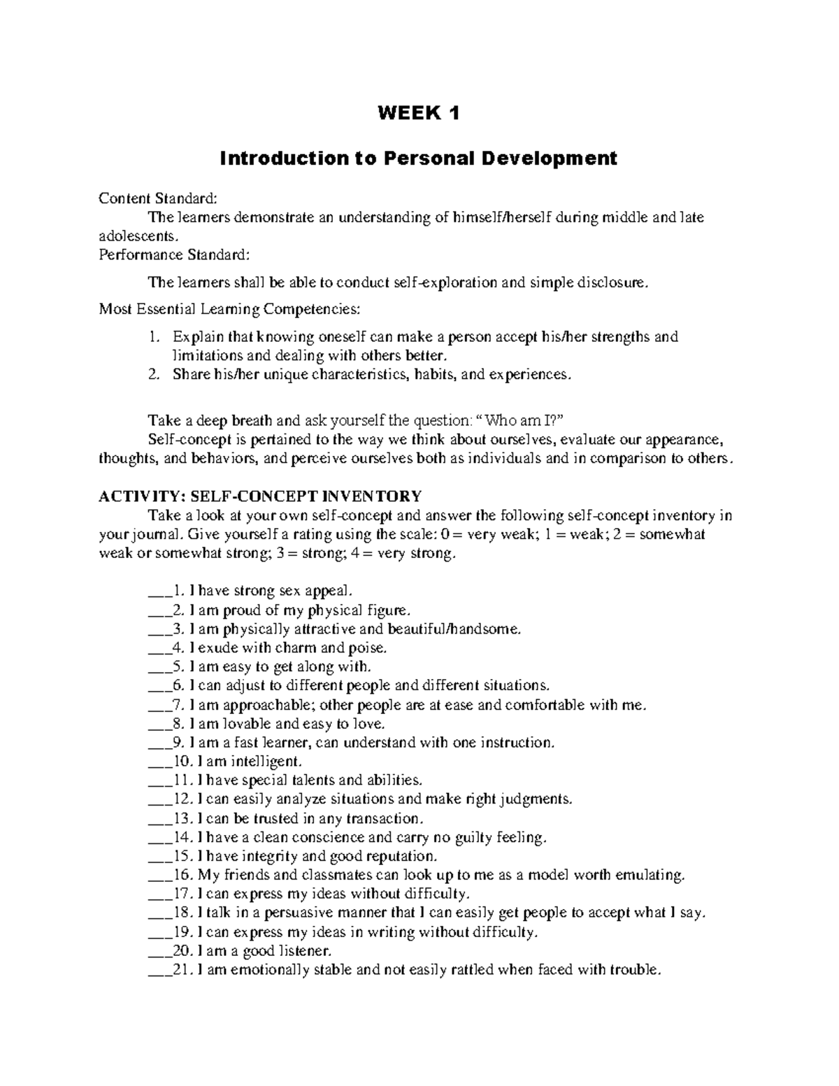 WEEK-1-module - FOR EDUCATION - WEEK 1 Introduction to Personal ...