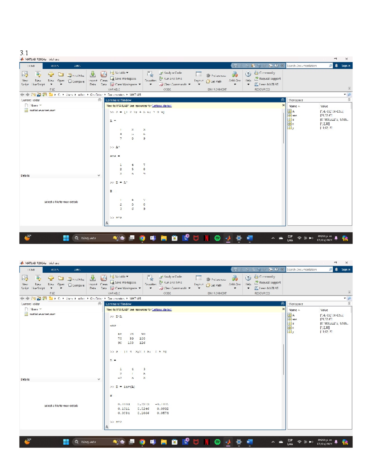Programacion con Matlab - 3 MATLAB R2024a trial use X HOME PLOTS APPS Search Documentation a ...