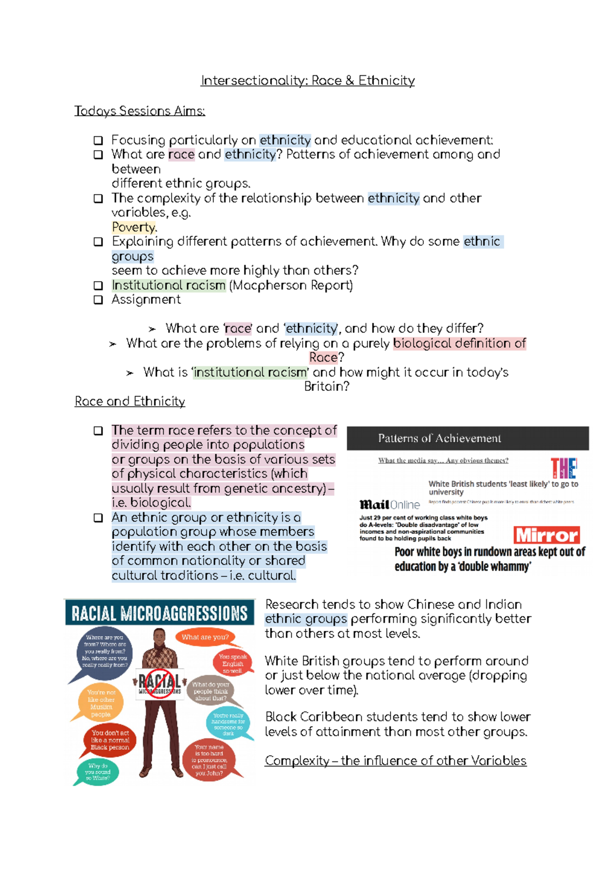 Seminar 7 - Intersectionality Race & ethnicity - Intersectionality ...