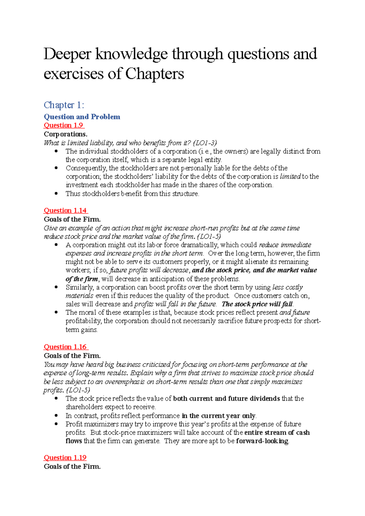 Deeper knowledge through questions and exercises of Chapters - Deeper ...