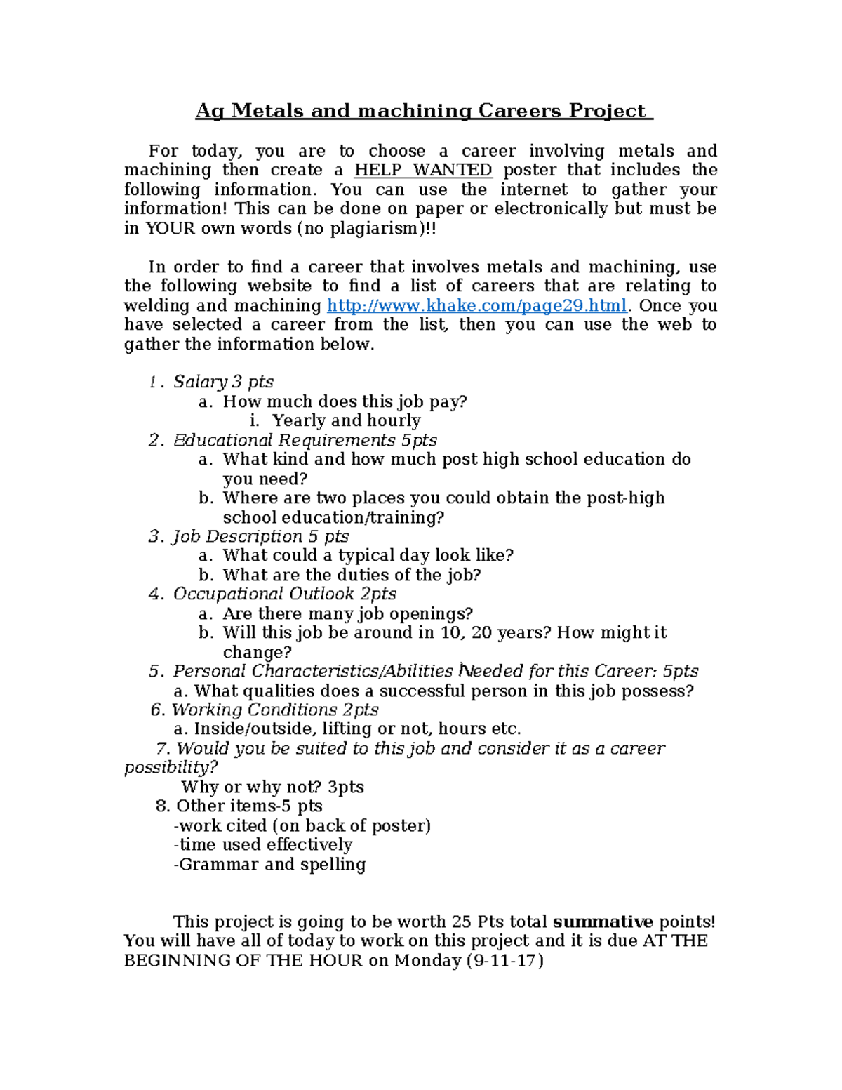 Career brochure poster - Ag Metals and machining Careers Project For ...