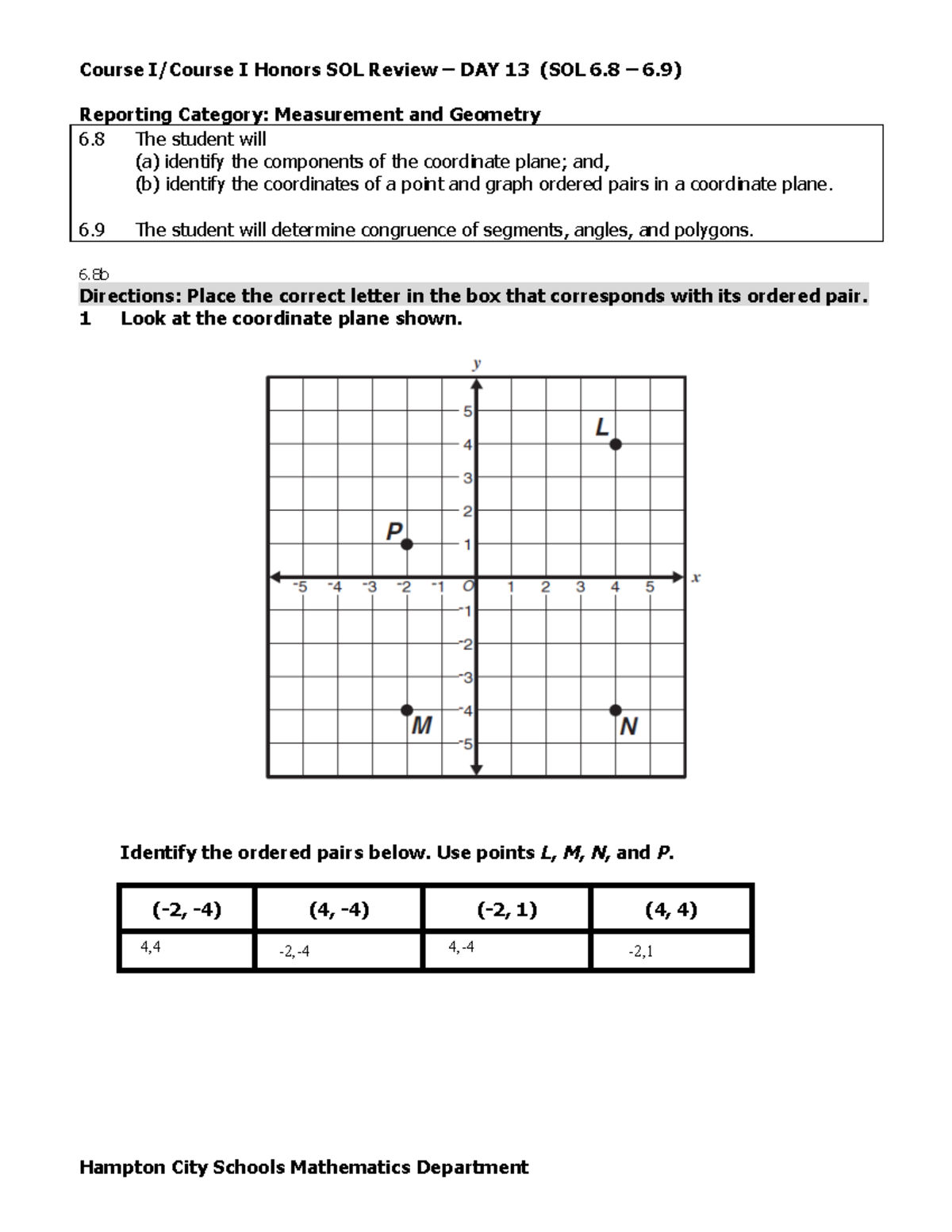 Kamiya Pierce - Day 13 SOL 6.8-6.9 Grade 6 SOL Review - Reporting ...