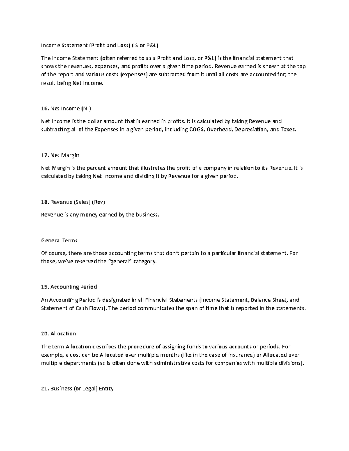 Income Statement - Lecture notes 6-10 - Income Statement (Proit and ...