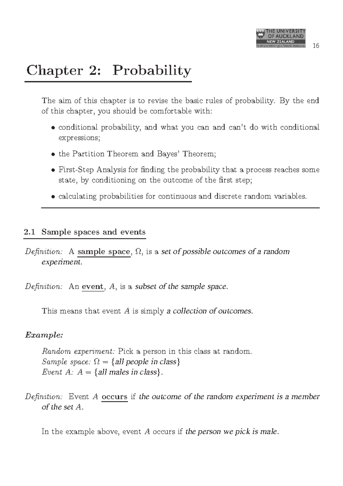 Quick Probability - Chapter 2: Probability The aim of this chapter is ...