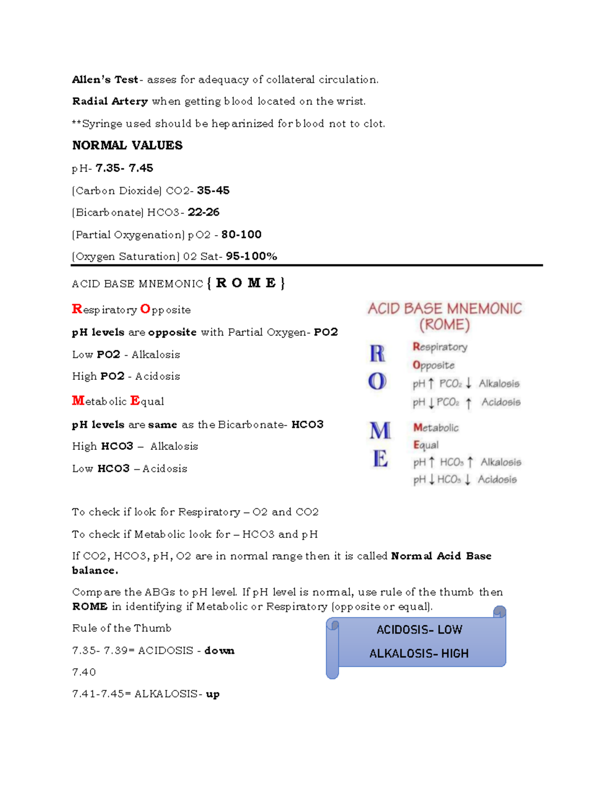 ABG- Reviewer - Allen’s Test- asses for adequacy of collateral ...