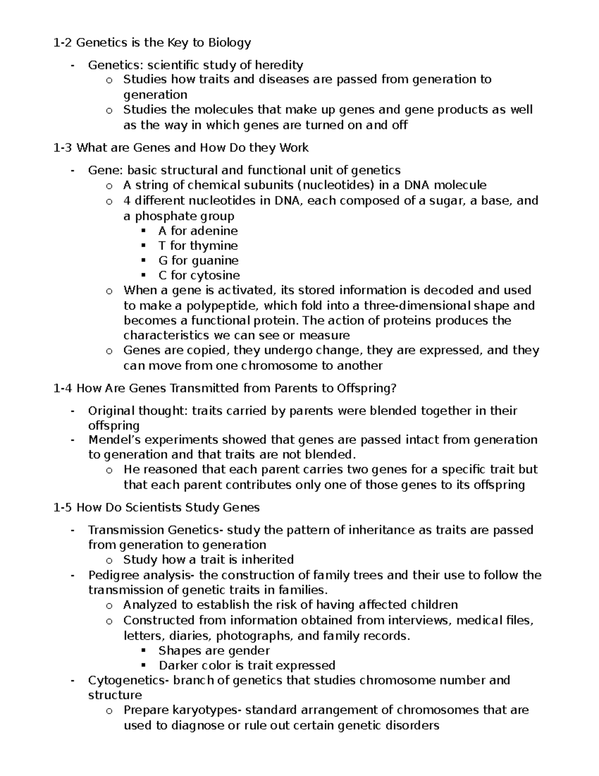 Reading Notes - Genetics is the Key to Biology Genetics: scientific ...