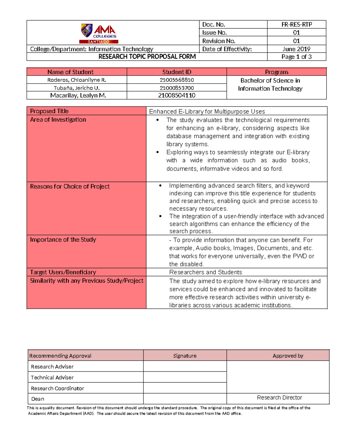 Research Topic Proposal Form roderos - Doc. No. FR-RES-RTP Issue No. 01 ...