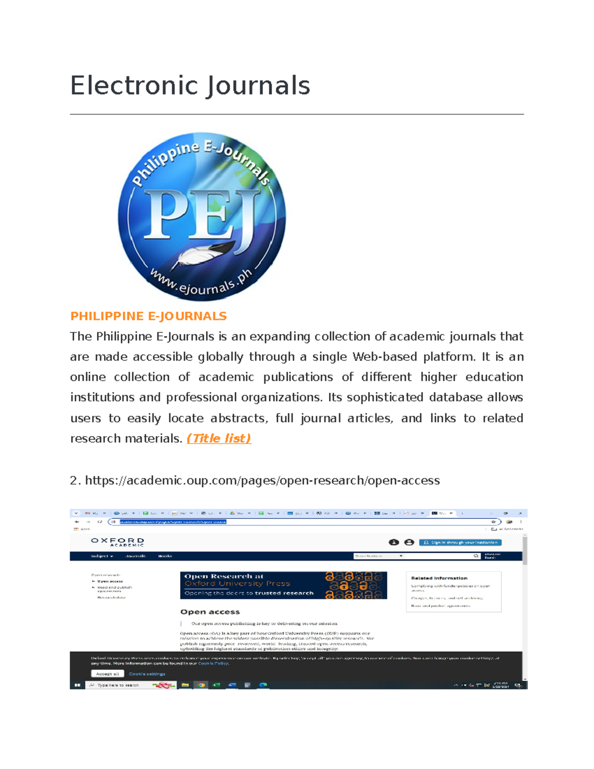 Electronic Journals.Magazines.Newspapers 2024 - Electronic Journals PHILIPPINE E-JOURNALS The ...