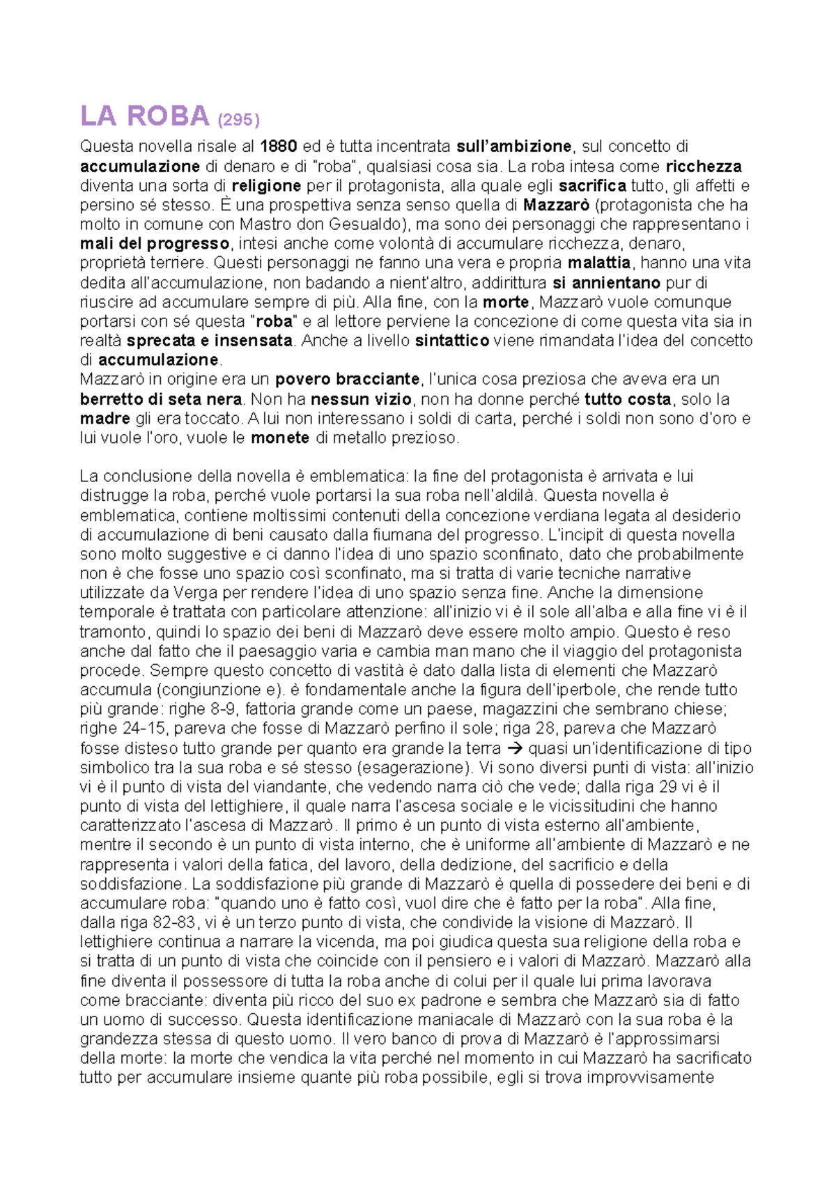 La roba - Riassunto novella “la roba” - LA ROBA (295) Questa novella ...