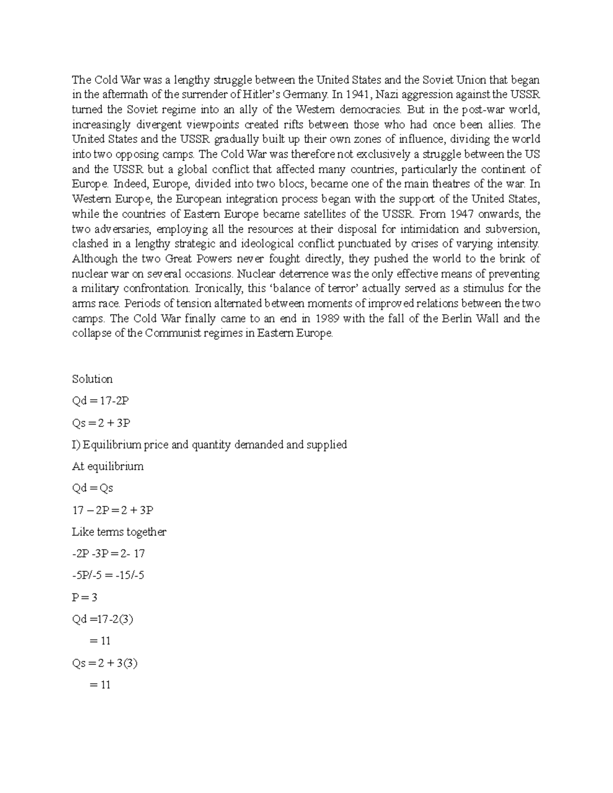 The cold war assignment submission - History - UoN - Studocu