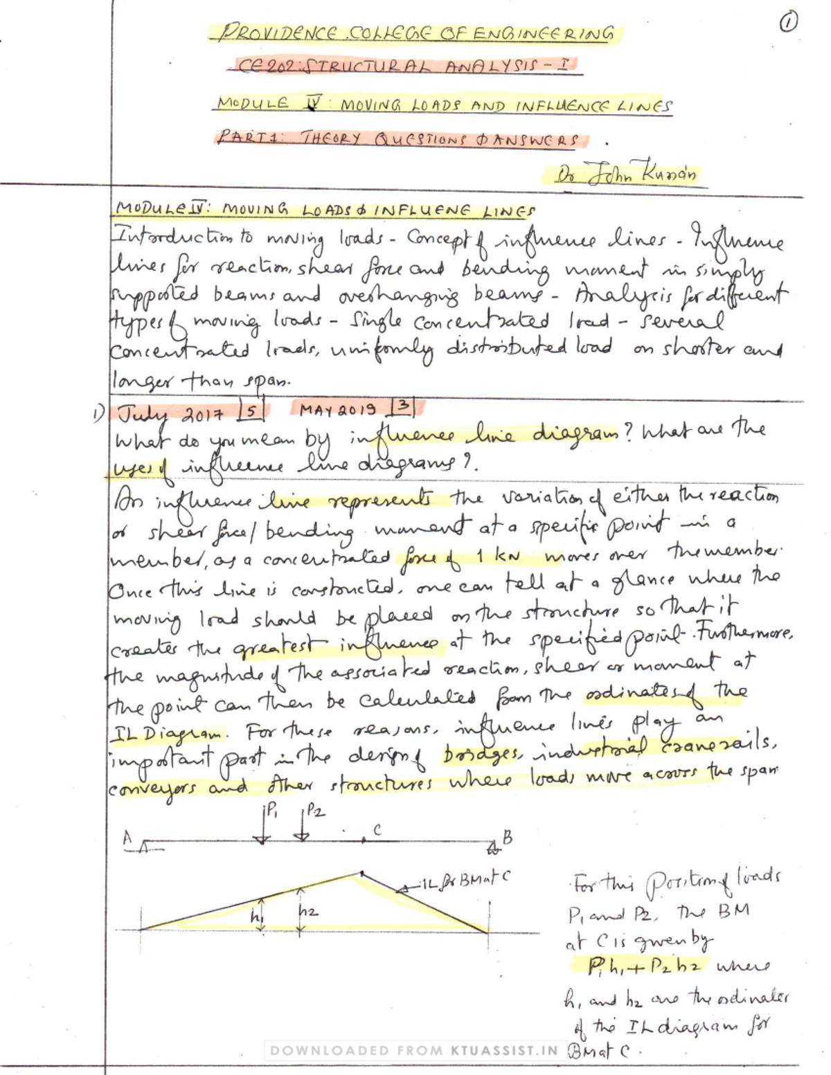 CE202 M4 - Vyshakh sir - structural analysis 1 - Studocu