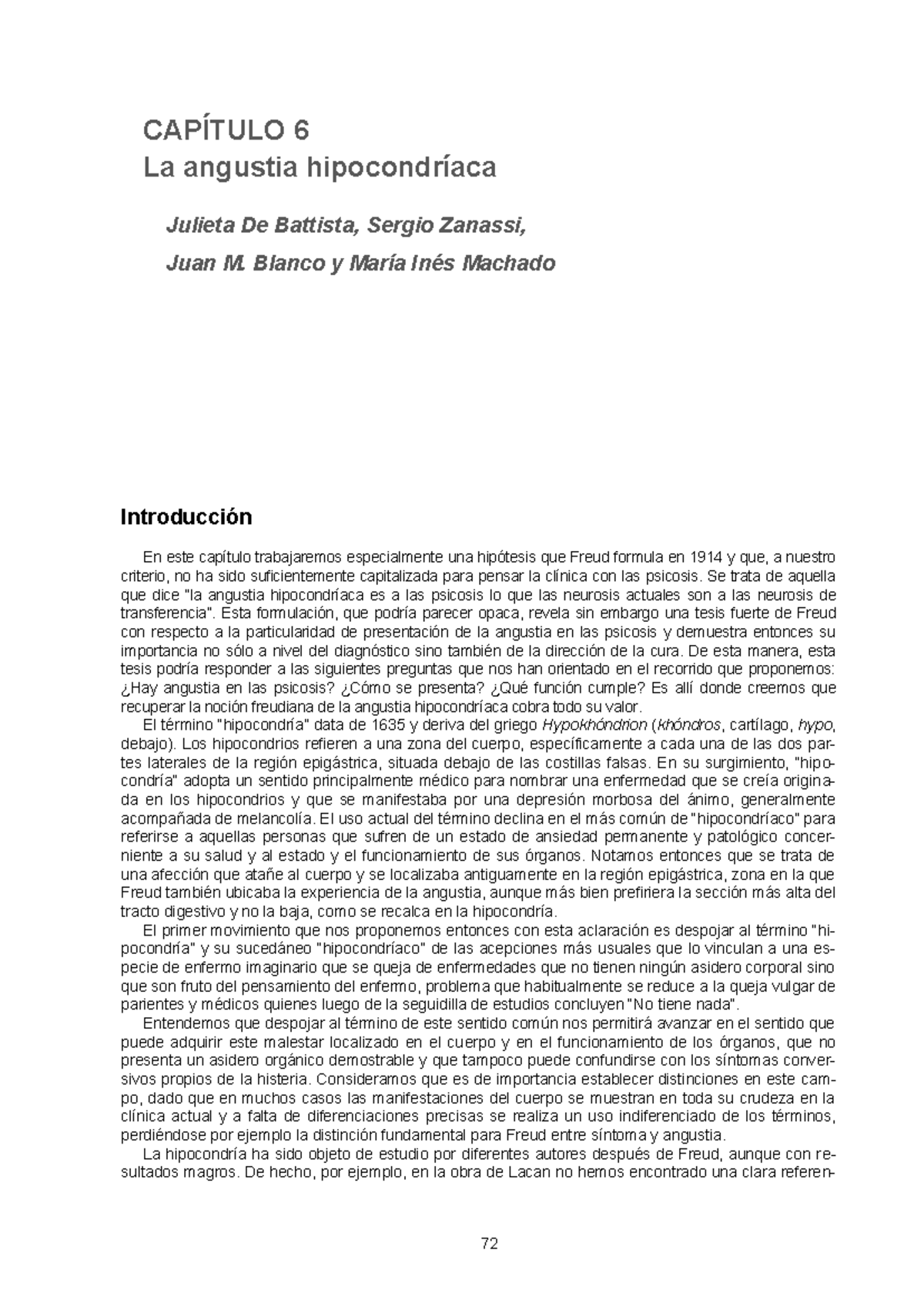 TP 7.2 De Battista, J. Zanassi, S. Blanco, JM Machado, MI. (2017 ). La angustia hipocondríaca ...