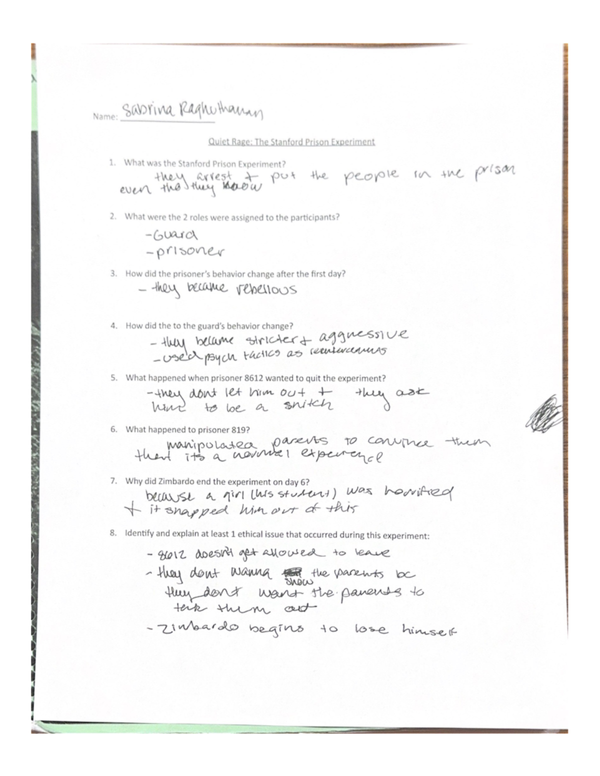 Quiet Rage the prison - PSYC 110 - Studocu