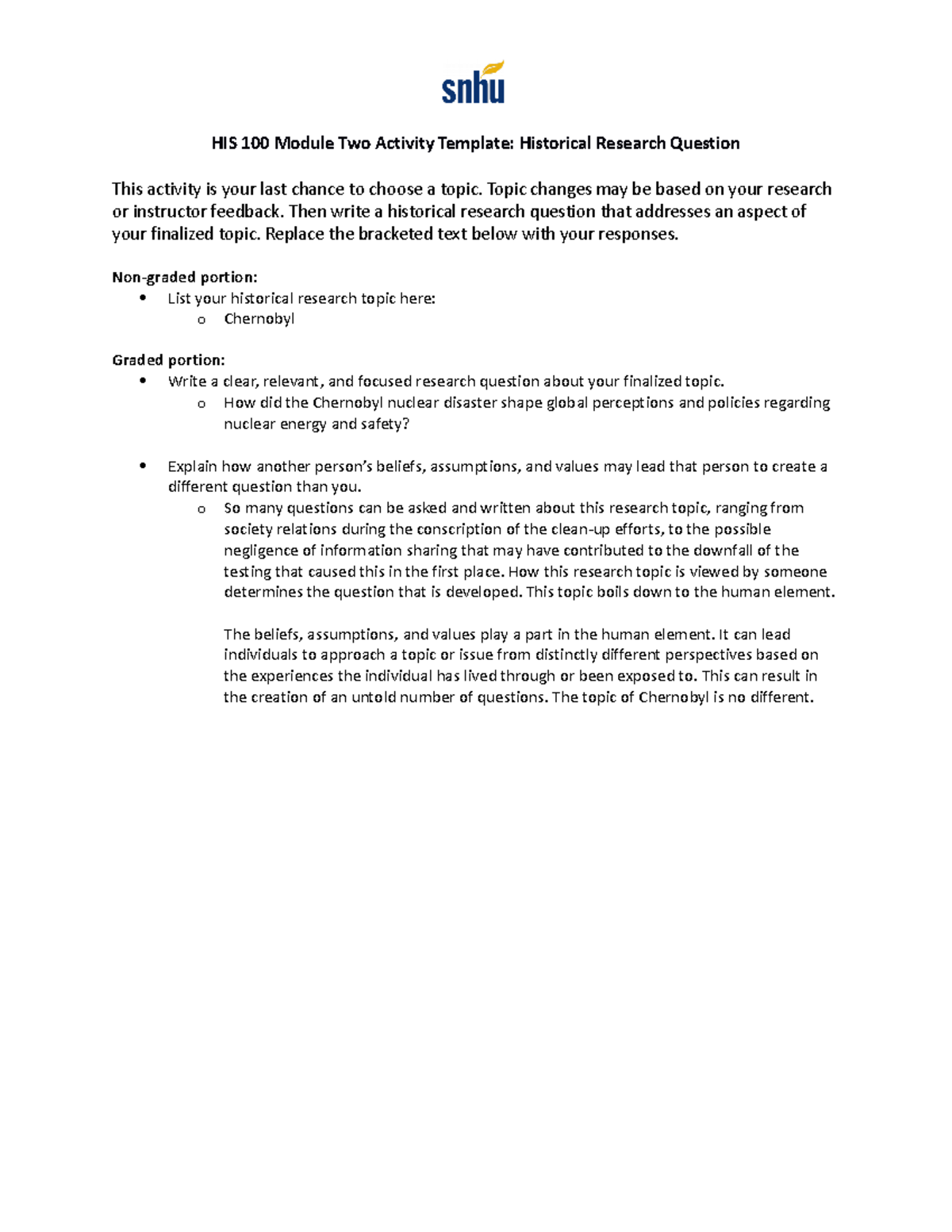 John Turner 2-1 Research Question Assignment - HIS 100 Module Two ...