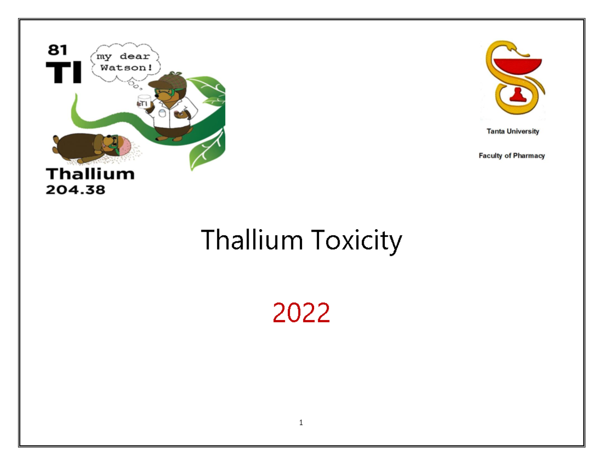 Thallium toxitity - definition ,mechanism - Thallium Toxicity 2022 ...