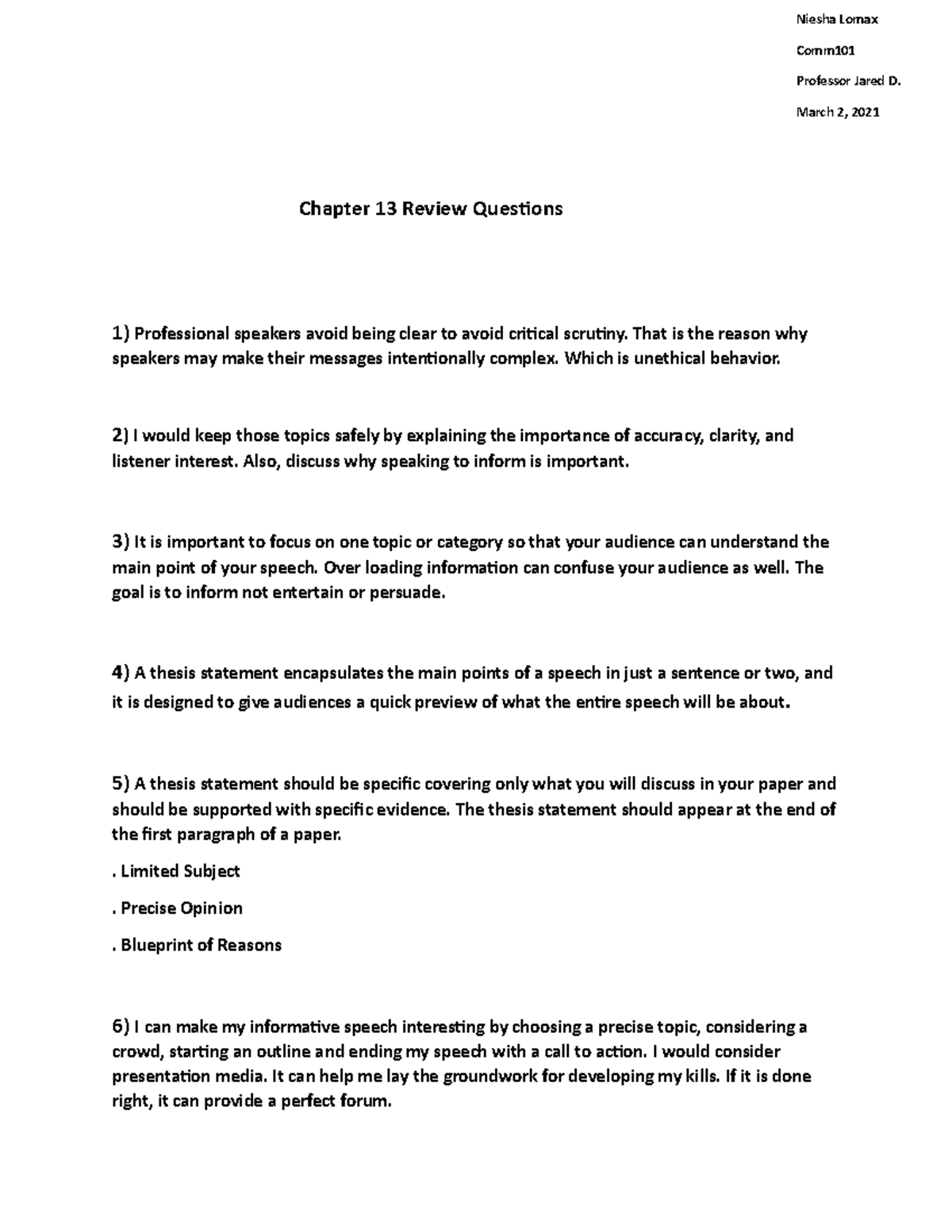 Chapter 13 Review Questions - Chapter 13 Review Questions 1 ...