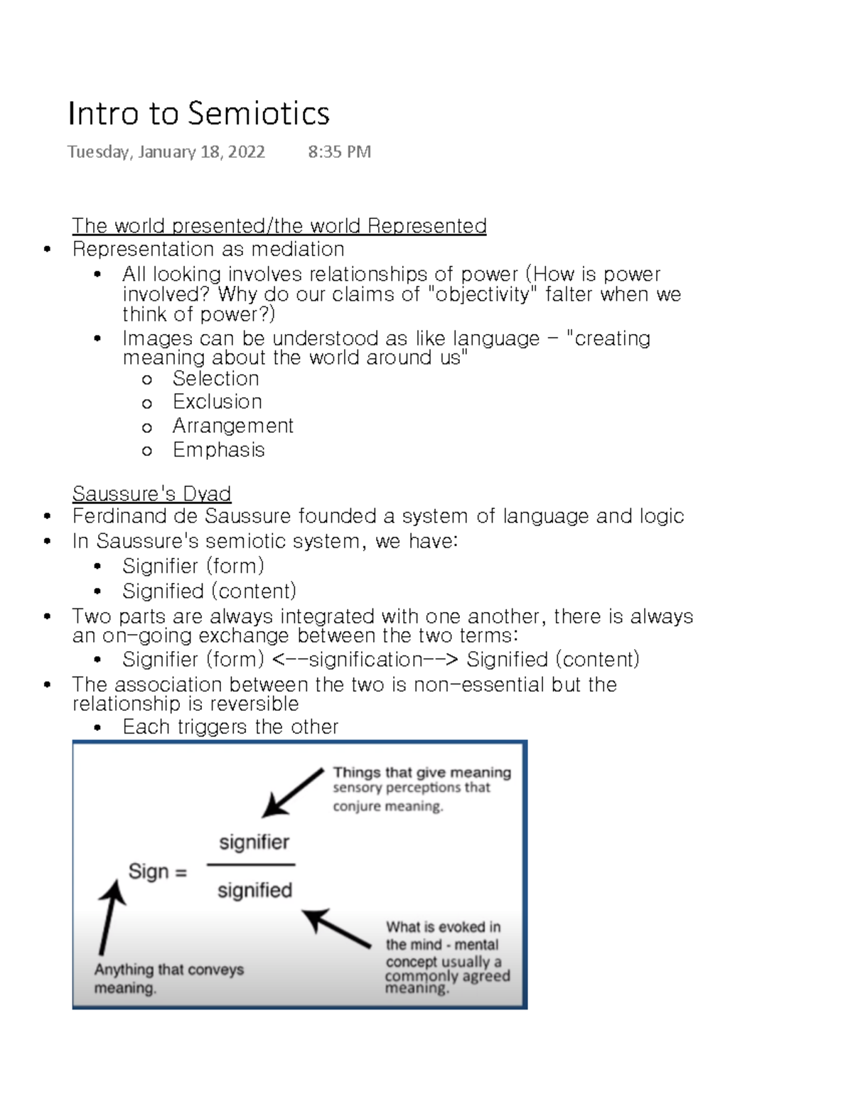 Intro to Semiotics - The world presented/the world Represented ...