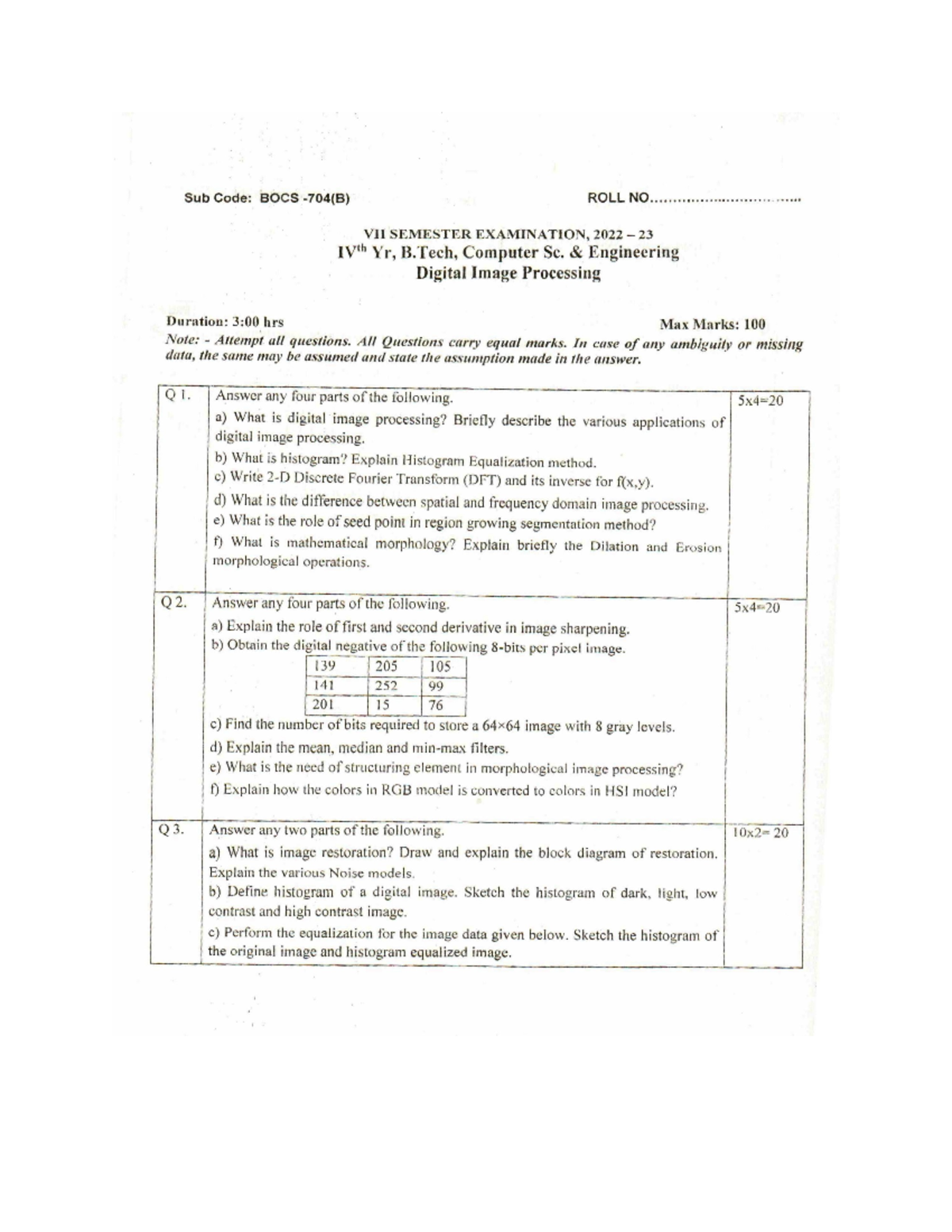 BOCS-704(B) Digital Image Processing - Studocu