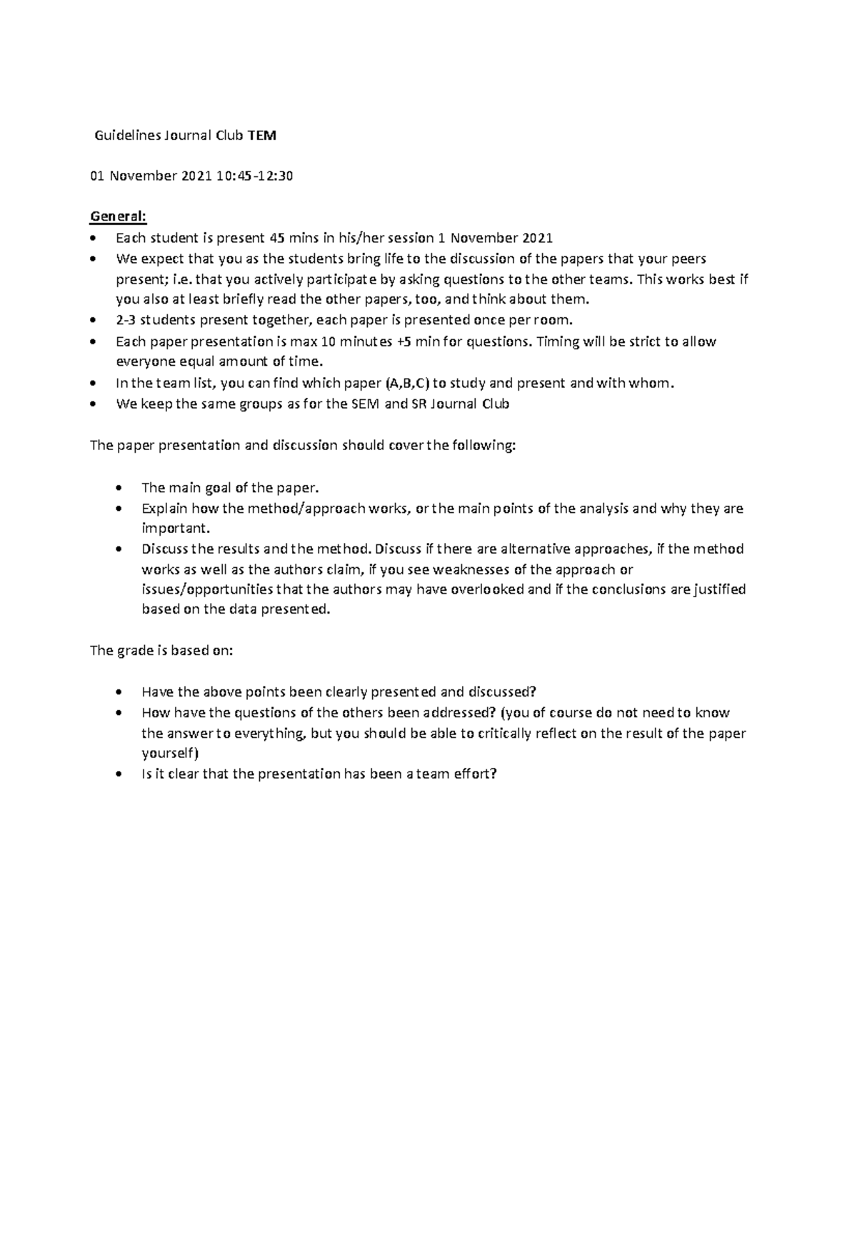 Guidelines TEM journal club - Guidelines Journal Club TEM 01 November ...