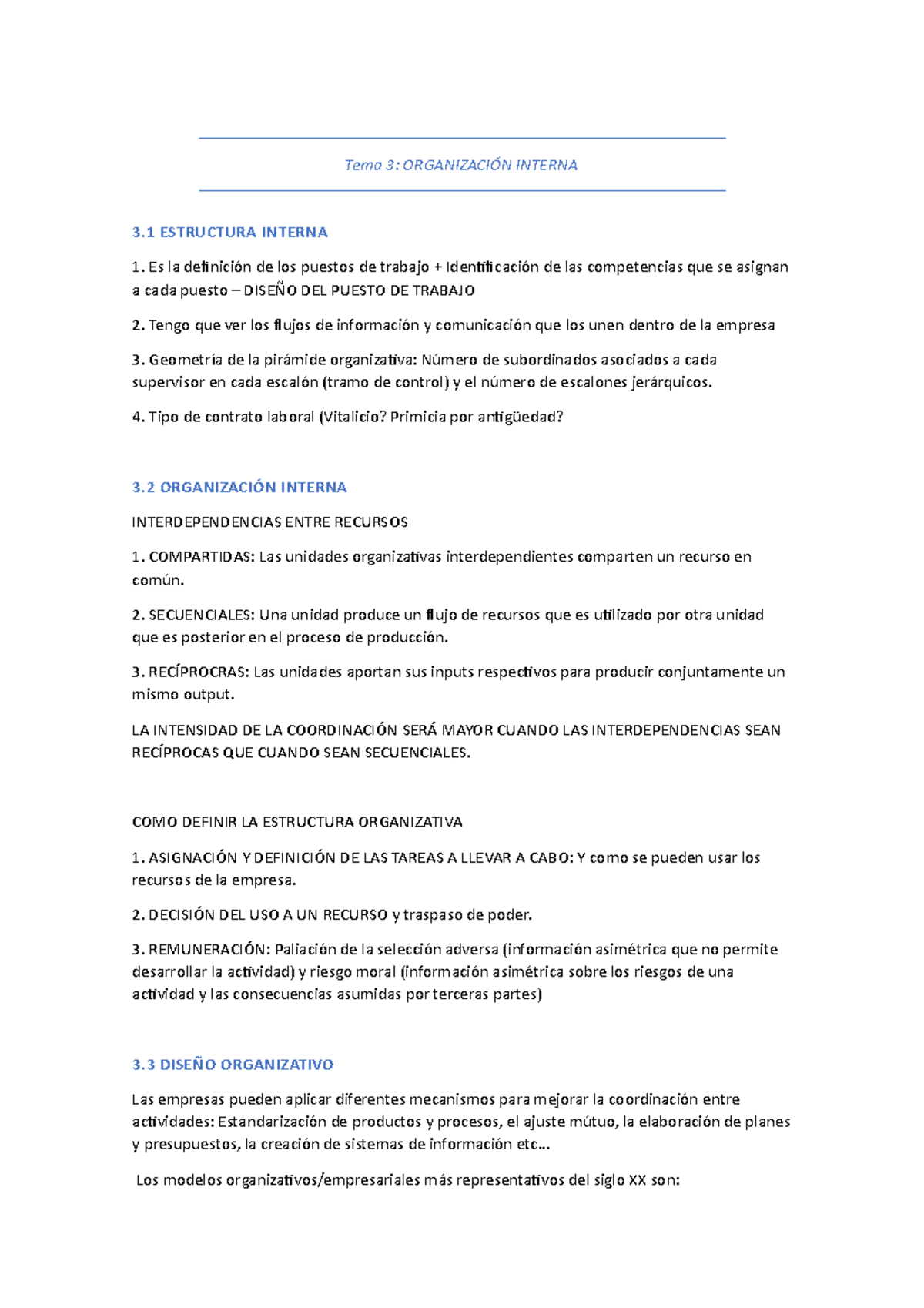 Tema 3 (Cristina) - Tema 3: ORGANIZACIÓN INTERNA 3 ESTRUCTURA INTERNA ...