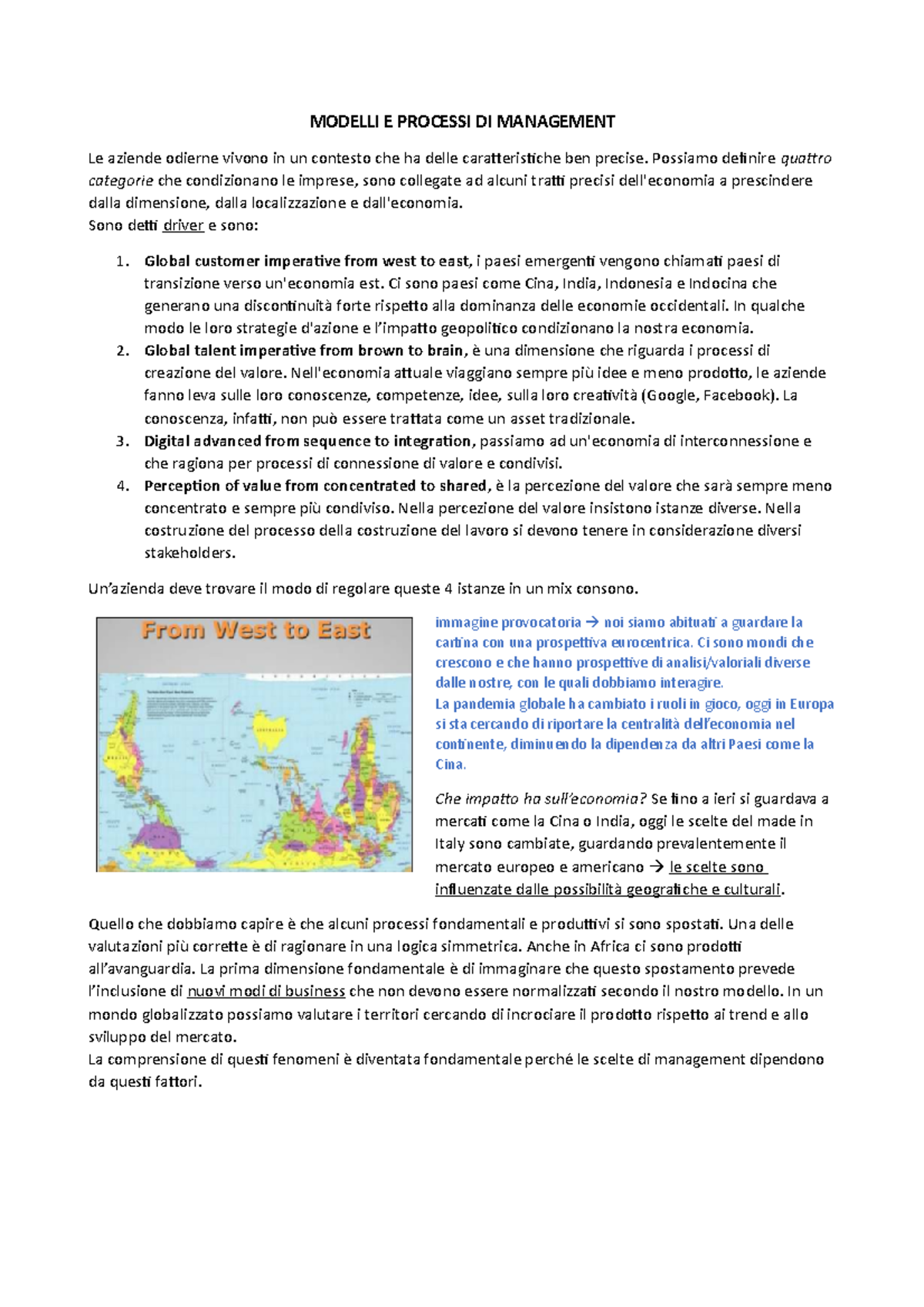 Modelli E Processi DI Management - MODELLI E PROCESSI DI MANAGEMENT Le aziende odierne vivono in ...