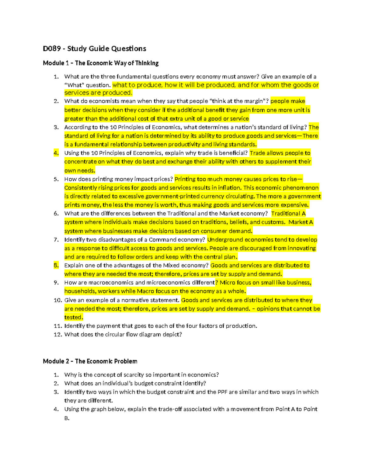 D089 Study Guide Questions - D089 - Study Guide Questions Module 1 ...