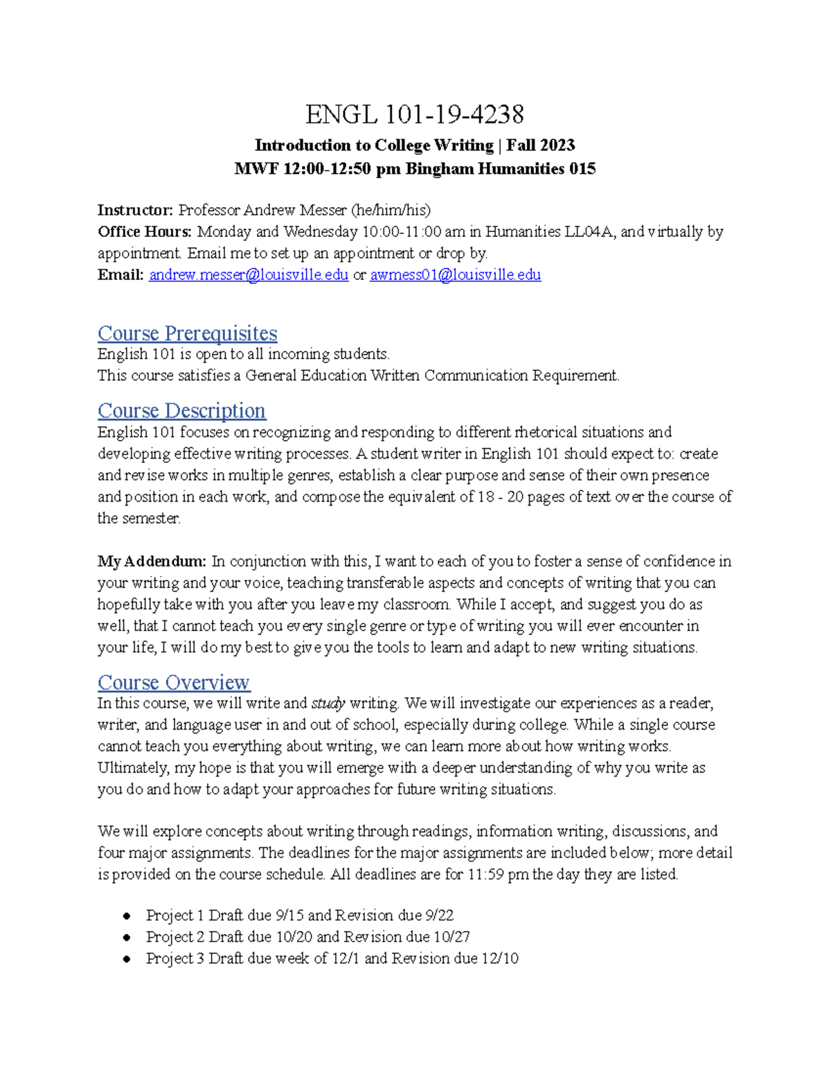 ENGL-101-19-4238 syllabus - ENGL 101-19- Introduction to College ...