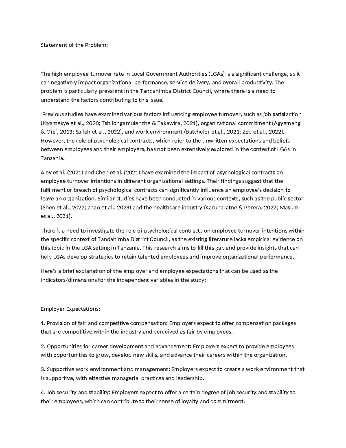 Psychological contract on Employees turnover intentions in 2024 ...