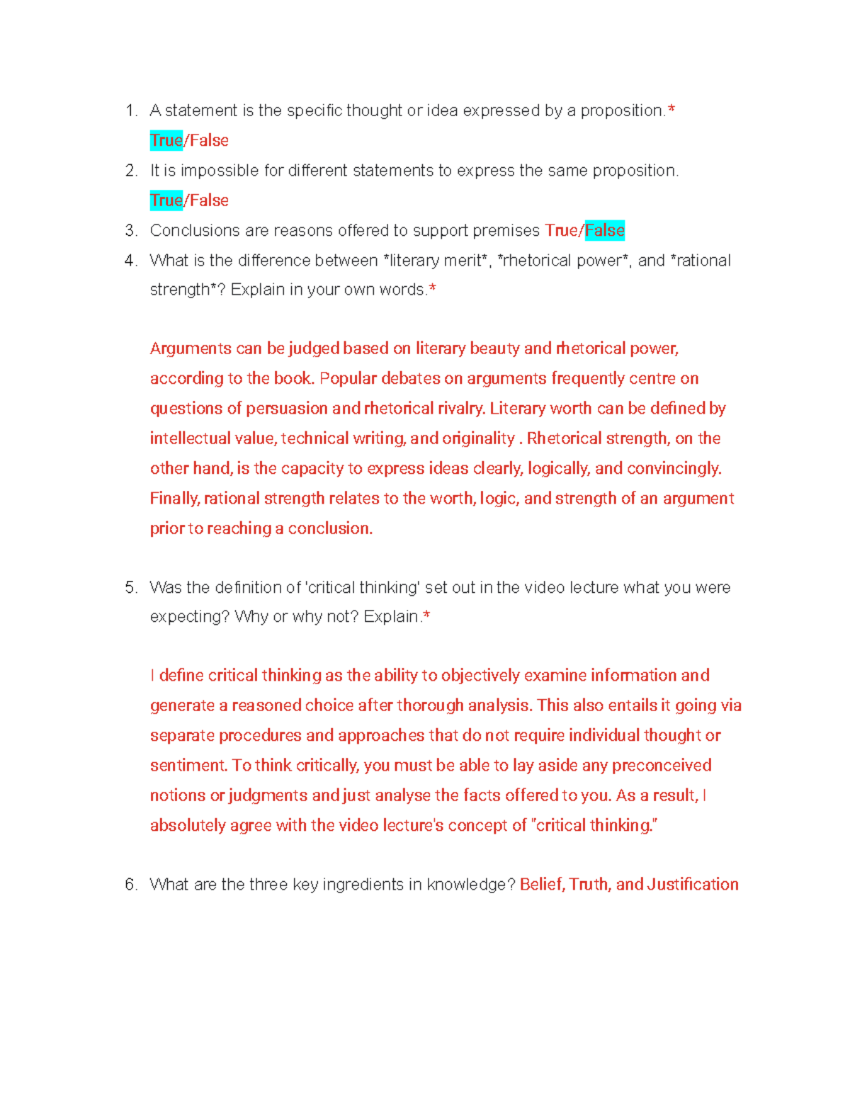 Tutorial 1 - Written Participation Component - A statement is the ...