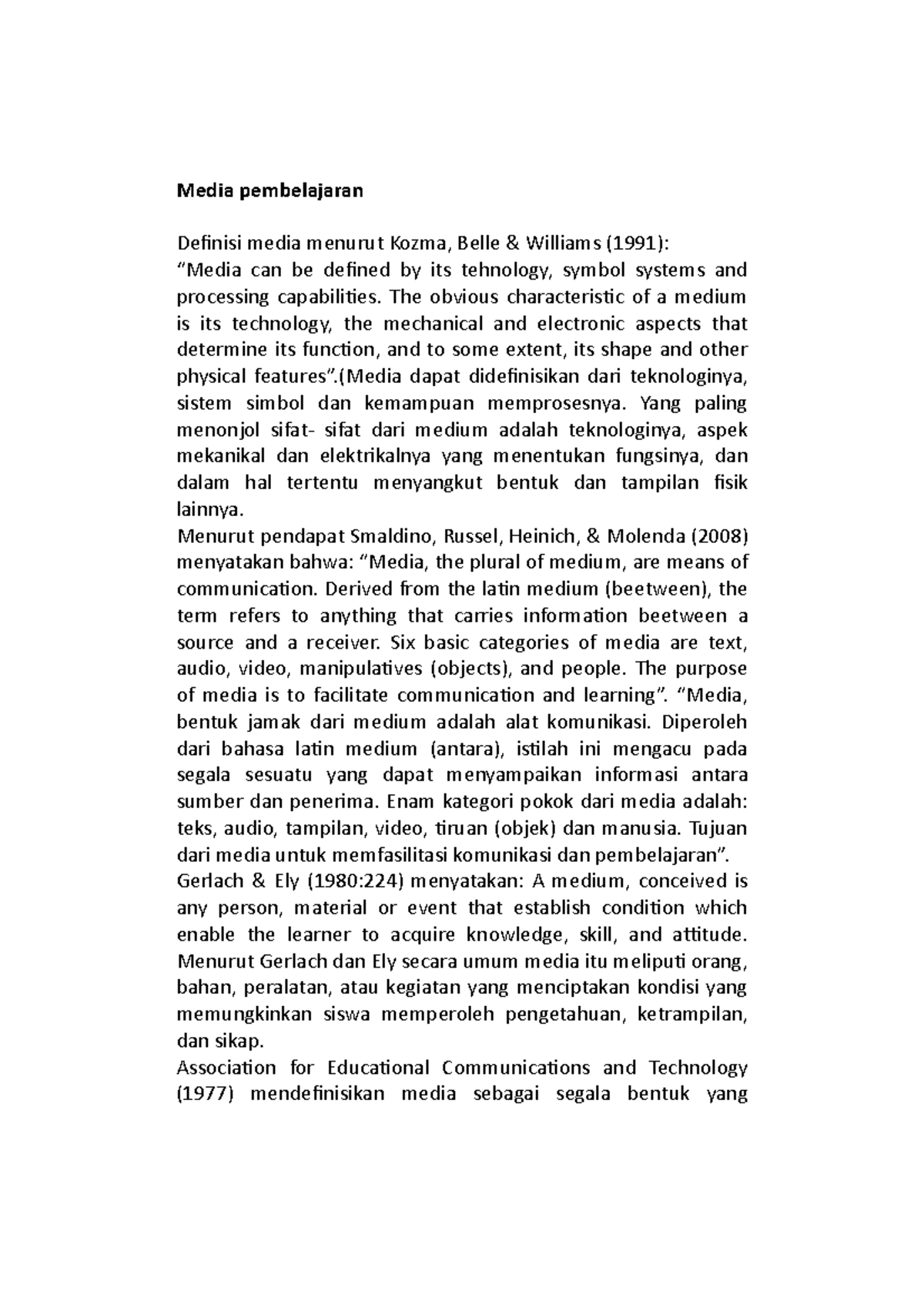 Pengantar Media Pembelajaran - Media pembelajaran Definisi media ...