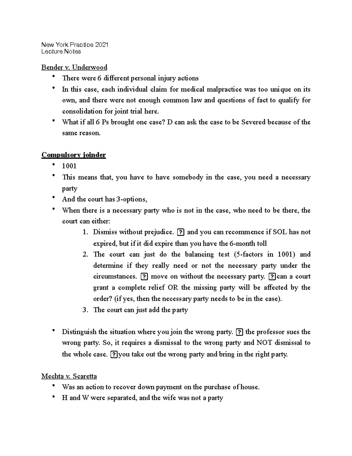 Compulsory joinder and related cases - New York Practice 2021 Lecture ...