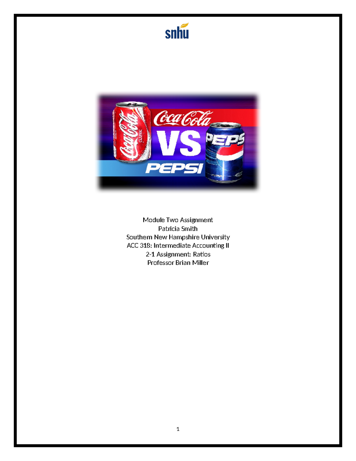2 2 Assignment Ratios Module Two Assignment Patricia Smith Southern New Hampshire University
