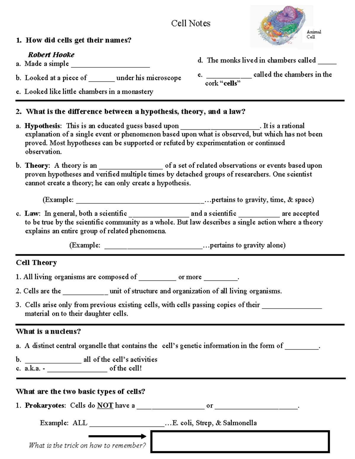 Biology (Unit-2-Cell- Notes)-1 - Cell Notes 1. How did cells get their ...