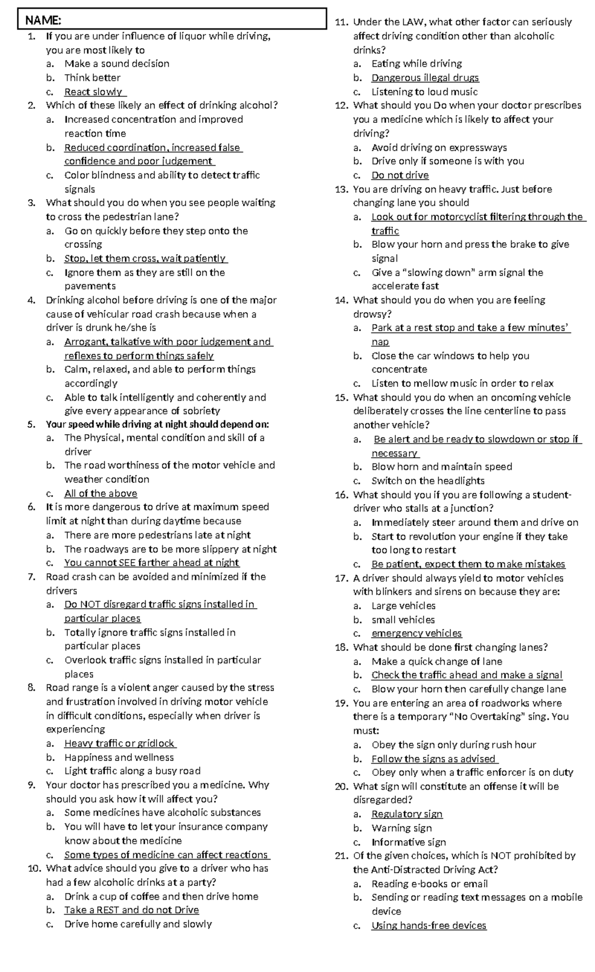 TRAFFIC MANAGEMENT, LAND TRANSPORTATION OFFICE EXAM AND DRIVING LESSON ...