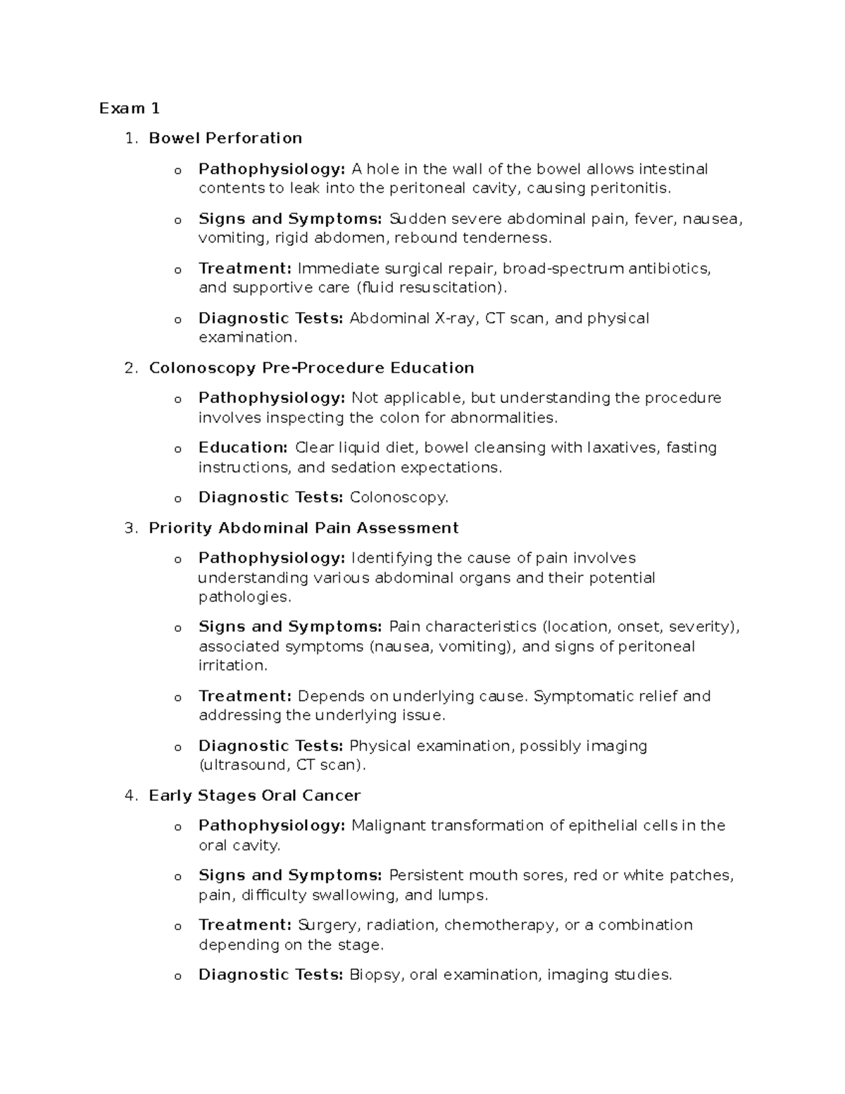 Final exam outline - Pathophysiology of disease, treatment and ...