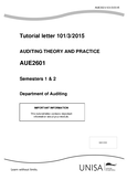 AUE2601 - Unisa - Auditing Theory and Practice - Studocu