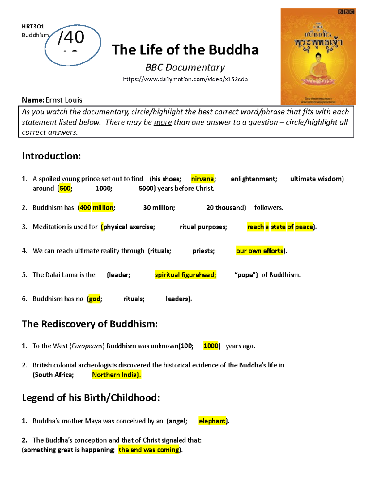 HRF+3O1+-+BBC - Religion - HRT3O Buddhism The Life of the Buddha BBC ...