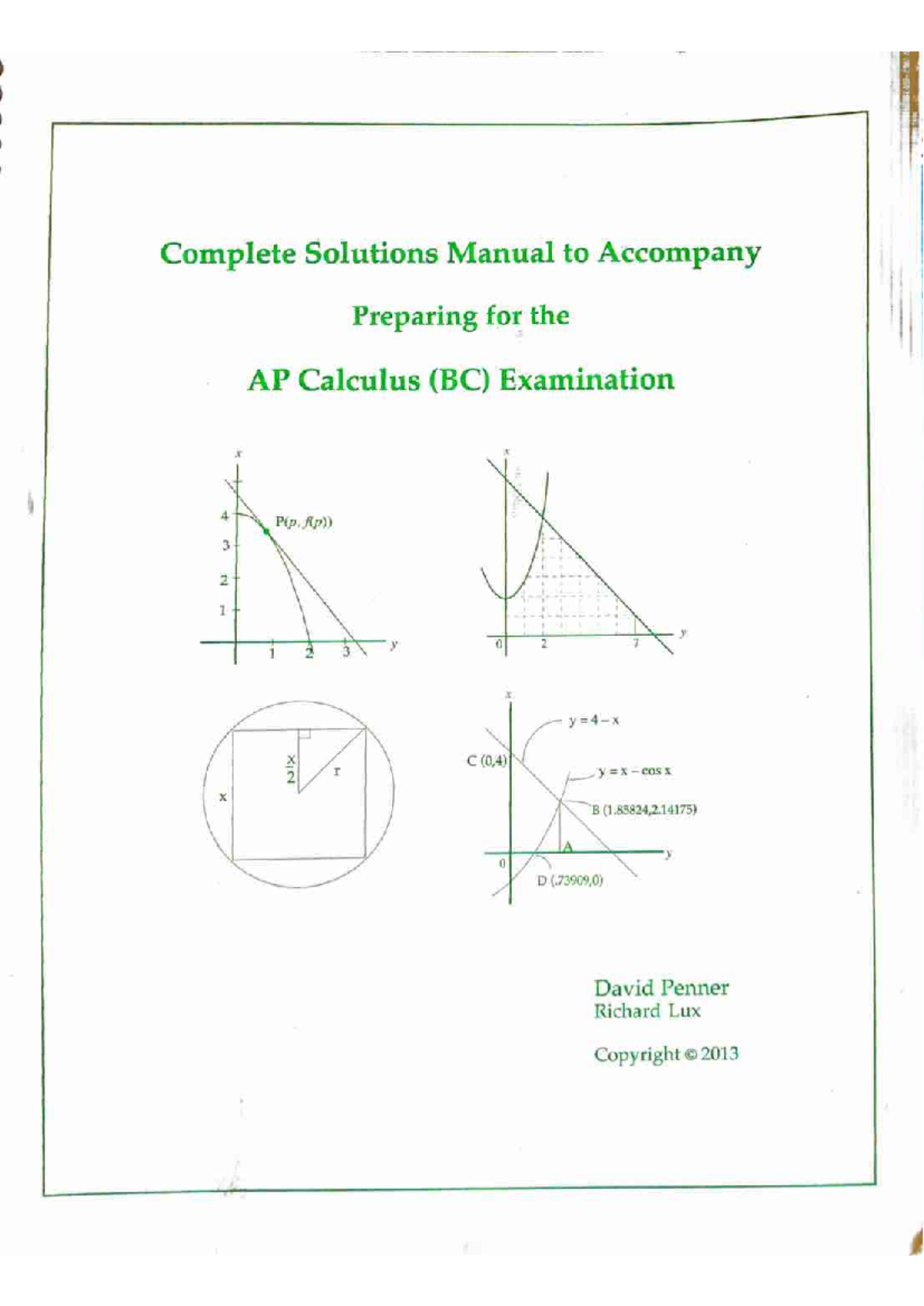 Preparing For The BC AP Calculus Examination George Best Worked ...