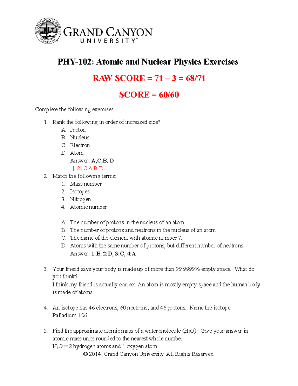 PHY-102-R-Atomicand Nuclear Physics Exercises graded - PHY-102: Atomic and Nuclear Physics ...