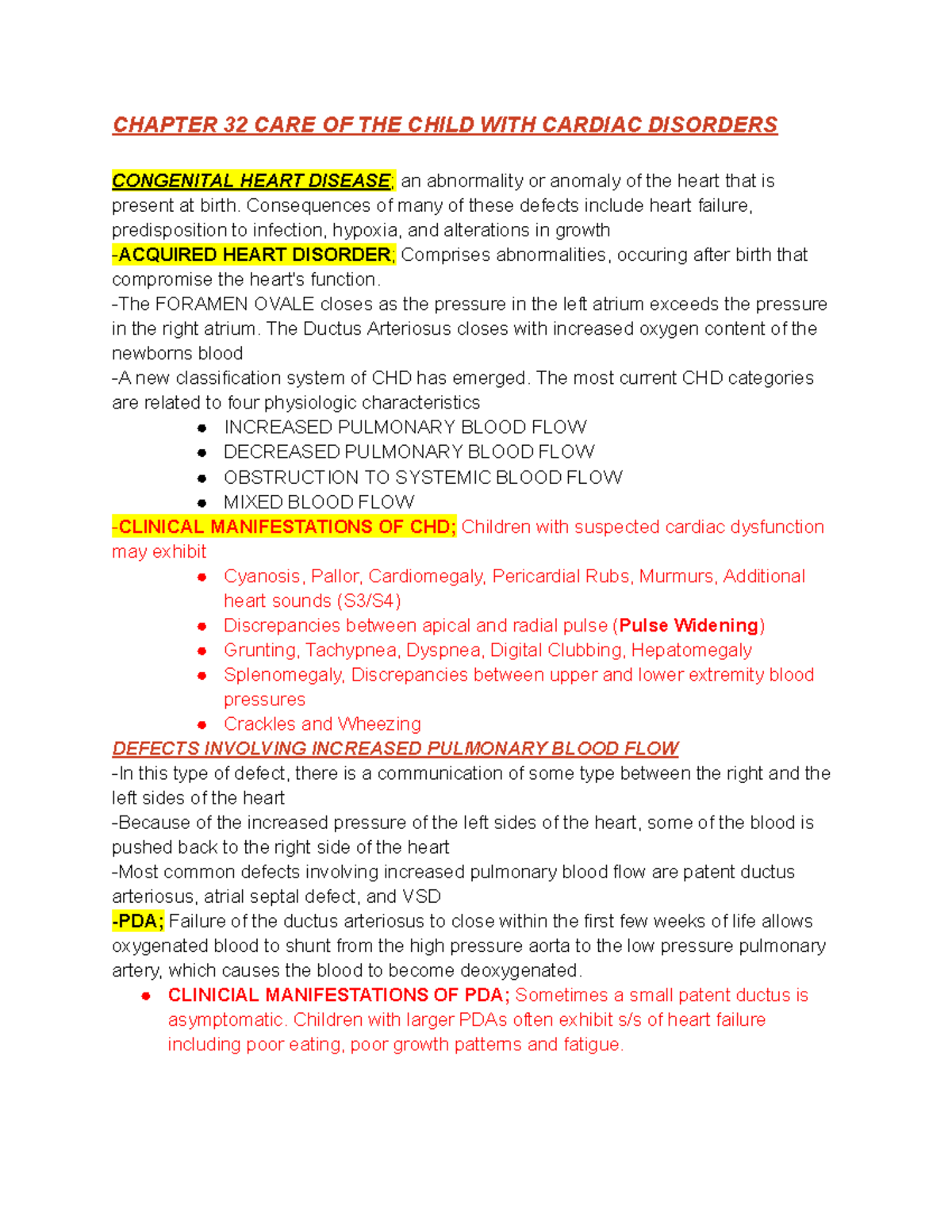 Chapter 32 CARE OF THE Child WITH Cardiac Disorders - CHAPTER 32 CARE ...