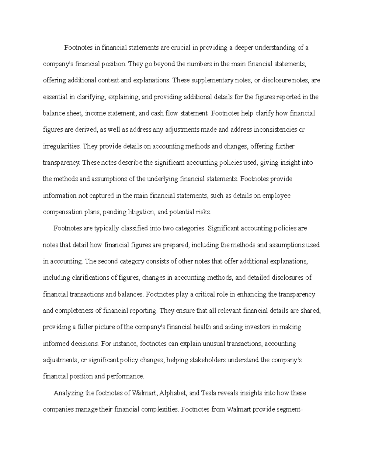 2-1 Short Paper - Footnotes in financial statements are crucial in ...