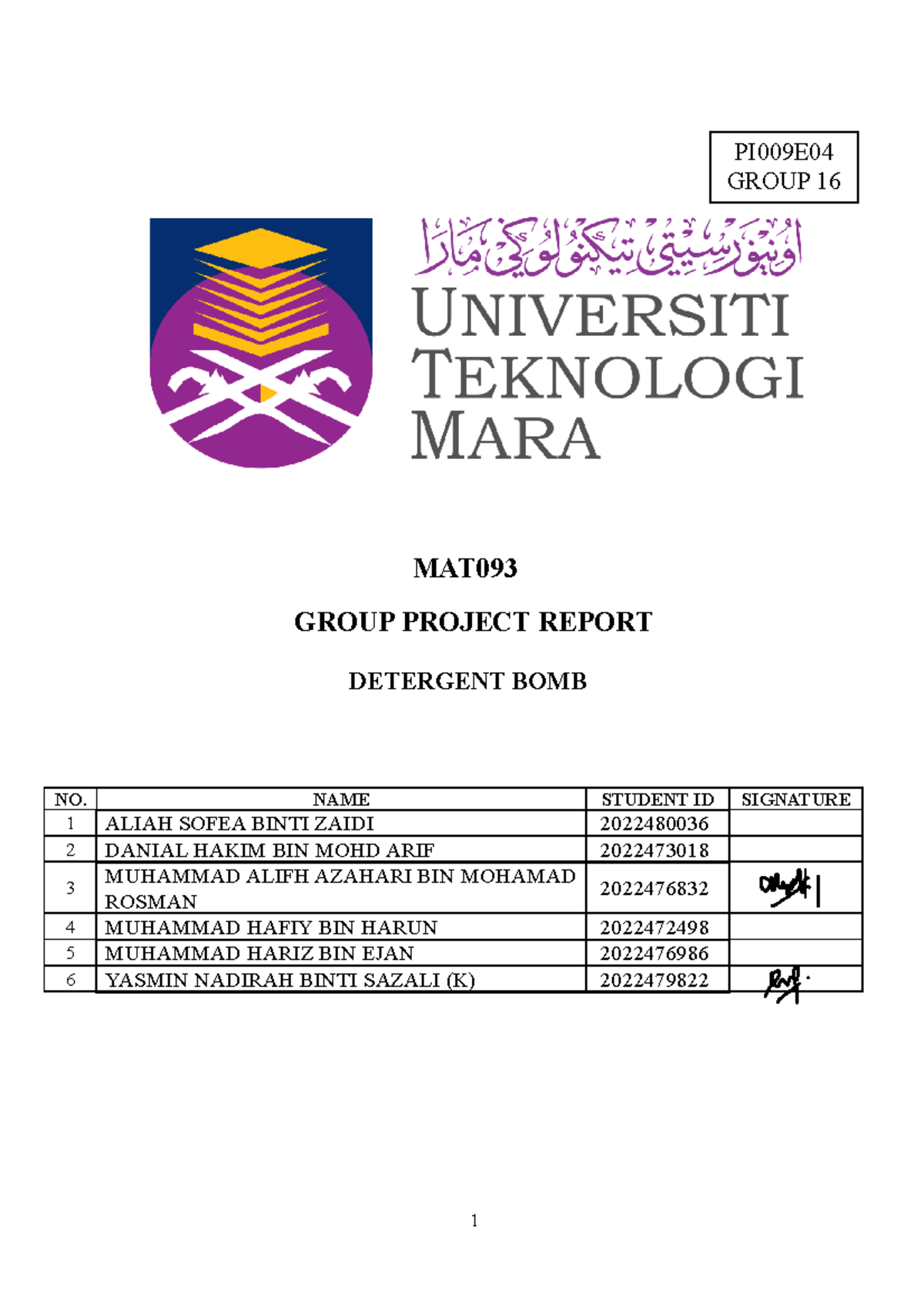 2. MAT093 2022 - Template of Written Report Nov2022 sadsad - MAT GROUP ...