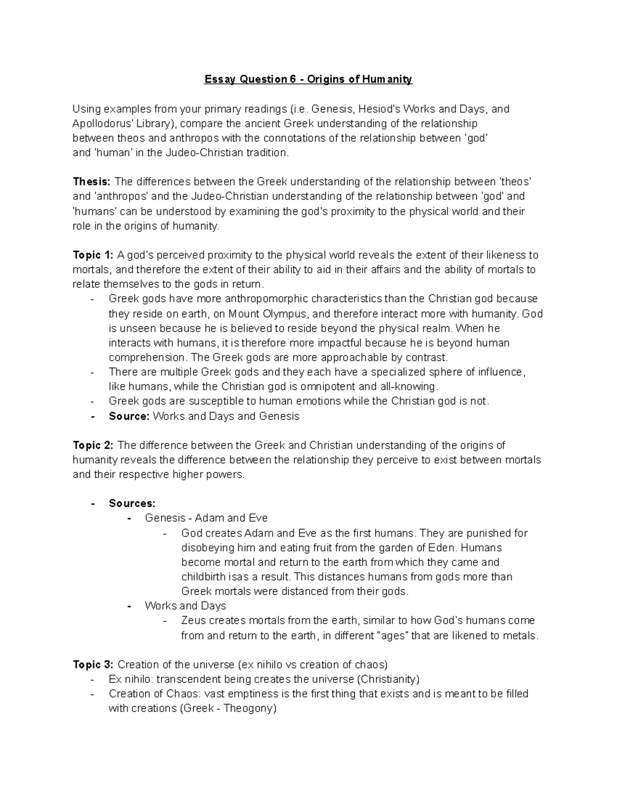 Essay Question 6 - Origins of Humanity - Essay Question 6 - Origins of ...