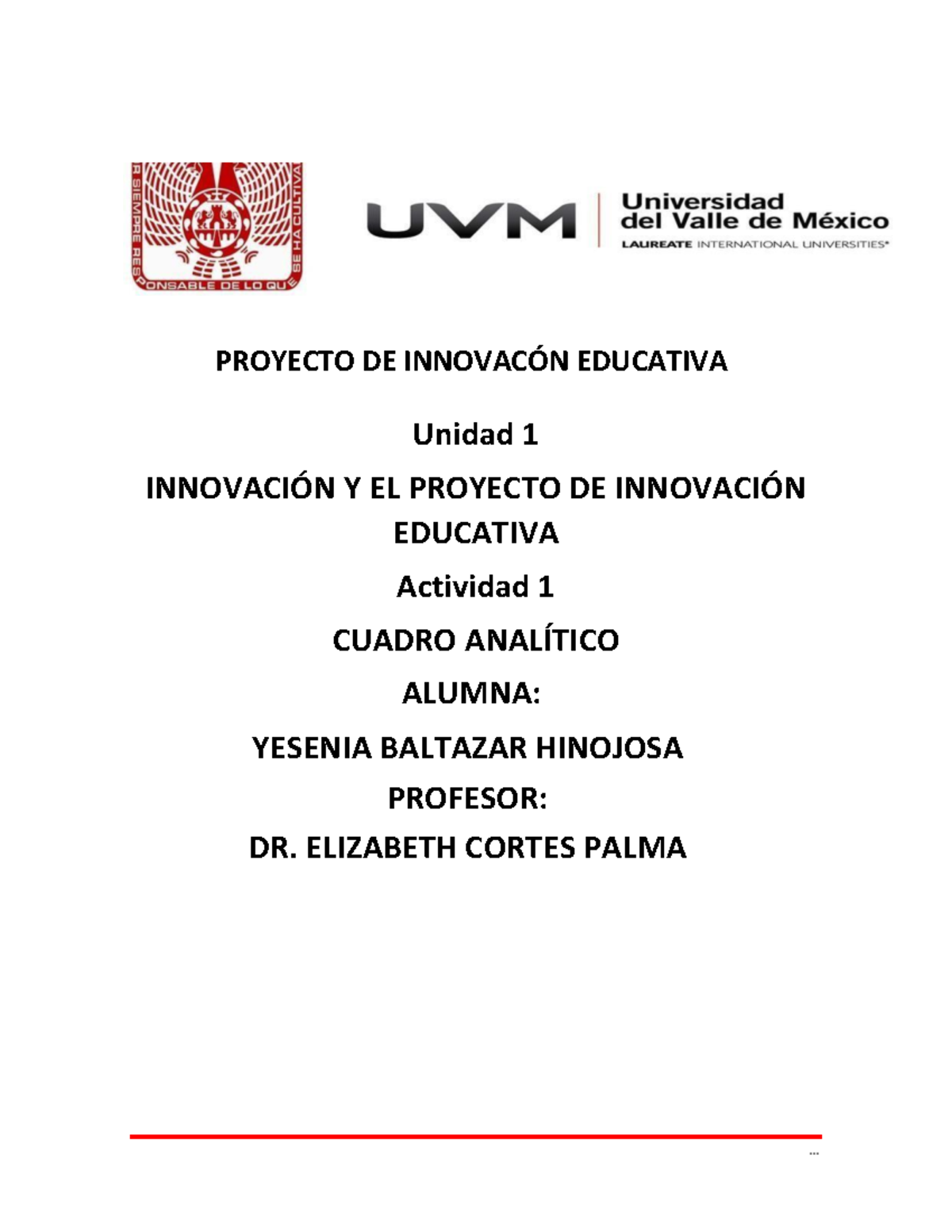 A1 YBH - IUIUIUI - PROYECTO DE INNOVACÓN EDUCATIVA Unidad 1 INNOVACIÓN ...