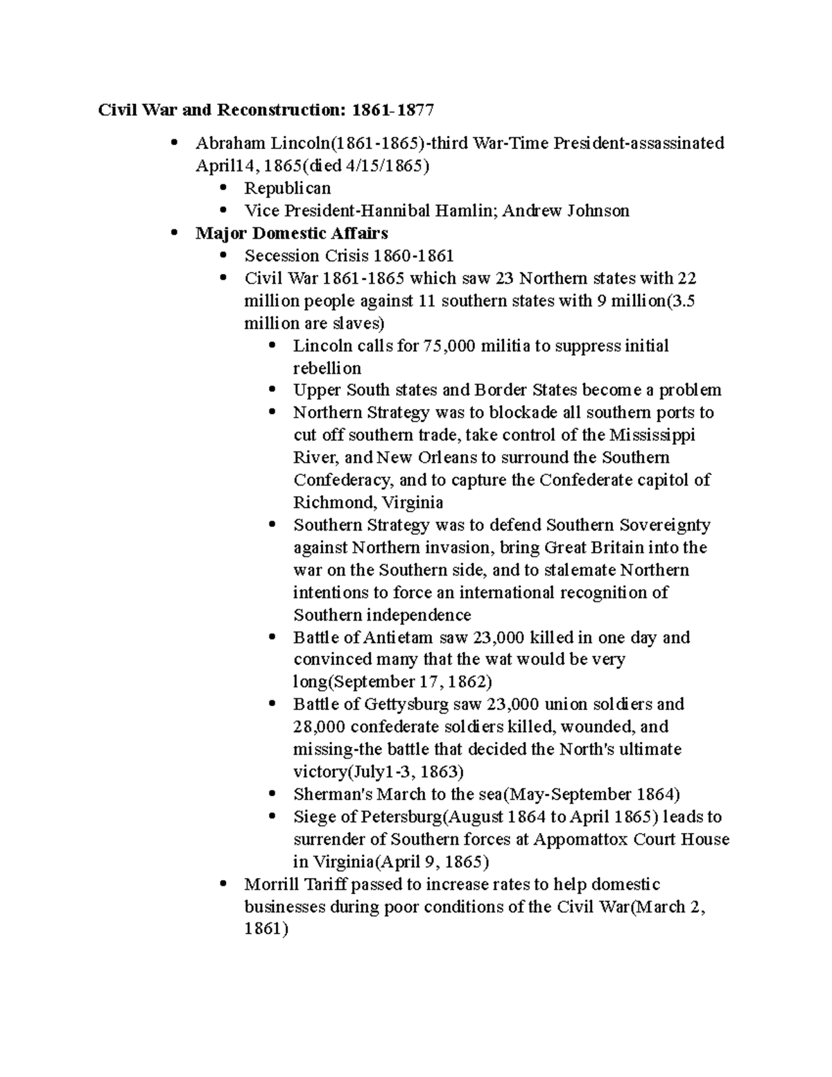 Abraham Lincoln - Civil War and Reconstruction: 1861- Abraham Lincoln ...
