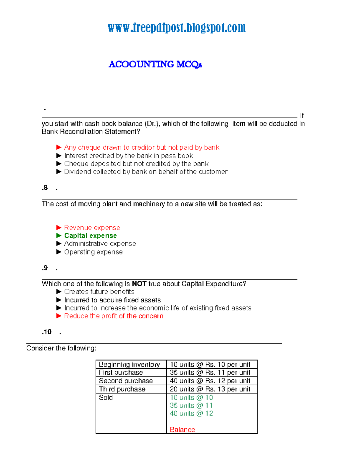 Accounting MCQs - notes - ACOOUNTING MCQs . If you start with cash book ...